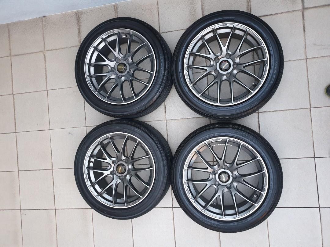 Original 17" SSW PCD114.3, ET38, light alloy rims with Yokohama Aspec DB tyres. 215/45/17, Car ...