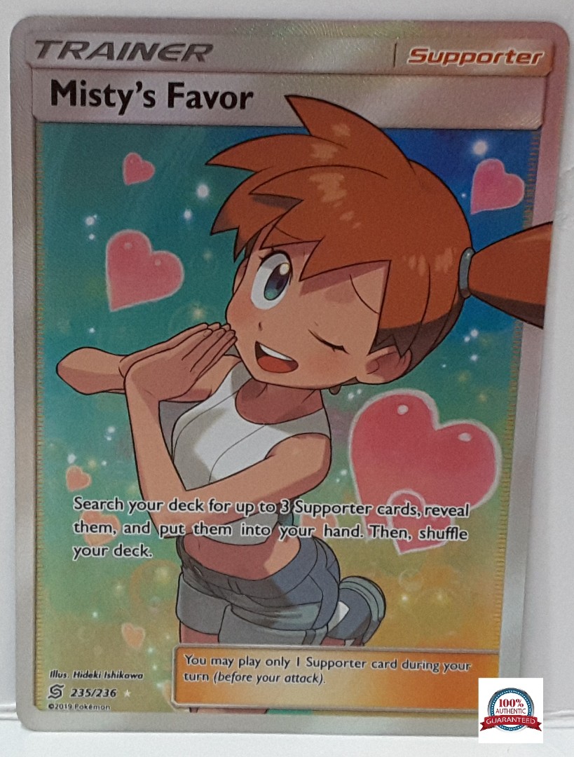Pokemon Card - Misty's Favor (Full Art Print) 235/236, Hobbies & Toys ...