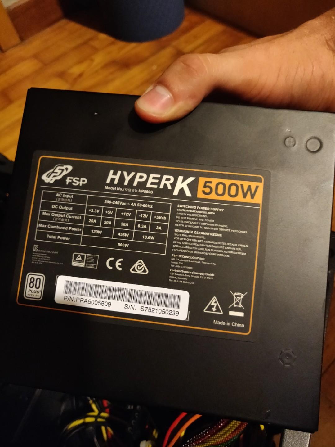 Power Supply HyperK 500w, Computers & Tech, Parts & Accessories, Cables ...