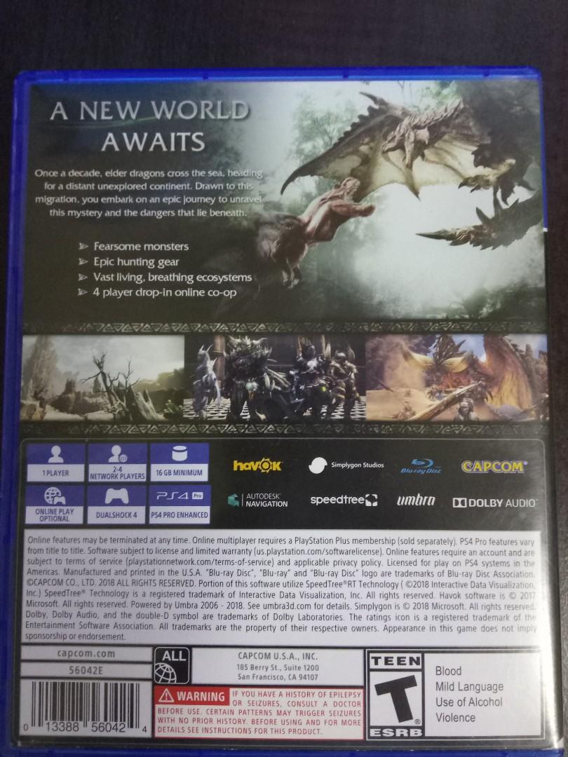 ps4 monster hunter world (mhw) on Carousell