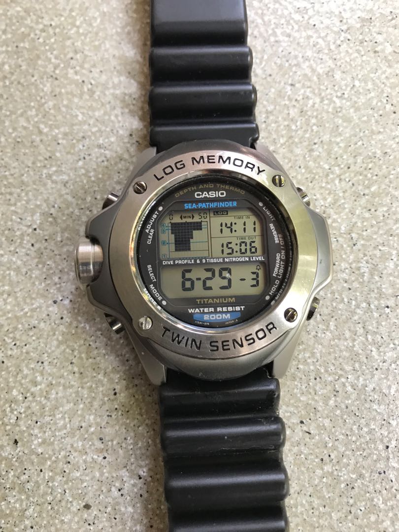 Casio Diver Seapathfinder Titanium, Fesyen Pria, Jam Tangan di Carousell