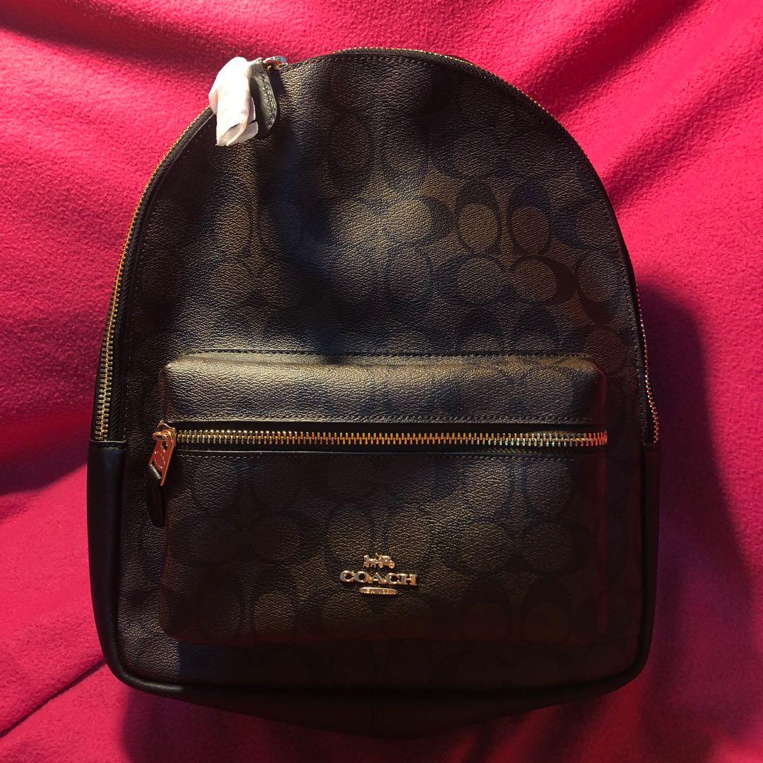 Coach Medium Charlie Backpack In Signature Canvas, Women's Fashion ...