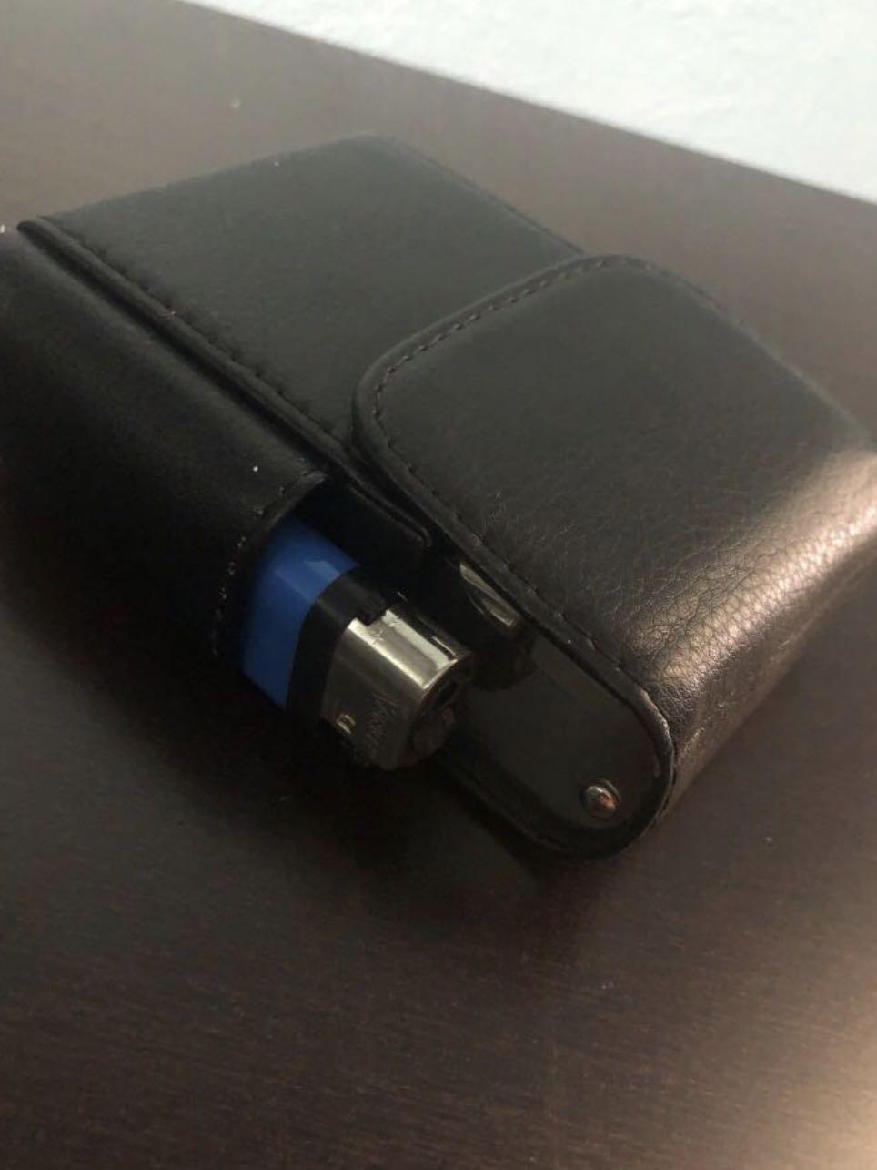 Leather Cigarettes Casing Tobacco Flip Box with Lighter Holder Pouch ...