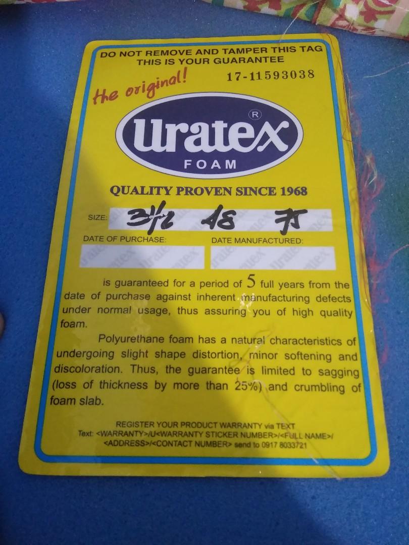 Original uratex twin 3.5inches thick, Furniture & Home Living ...