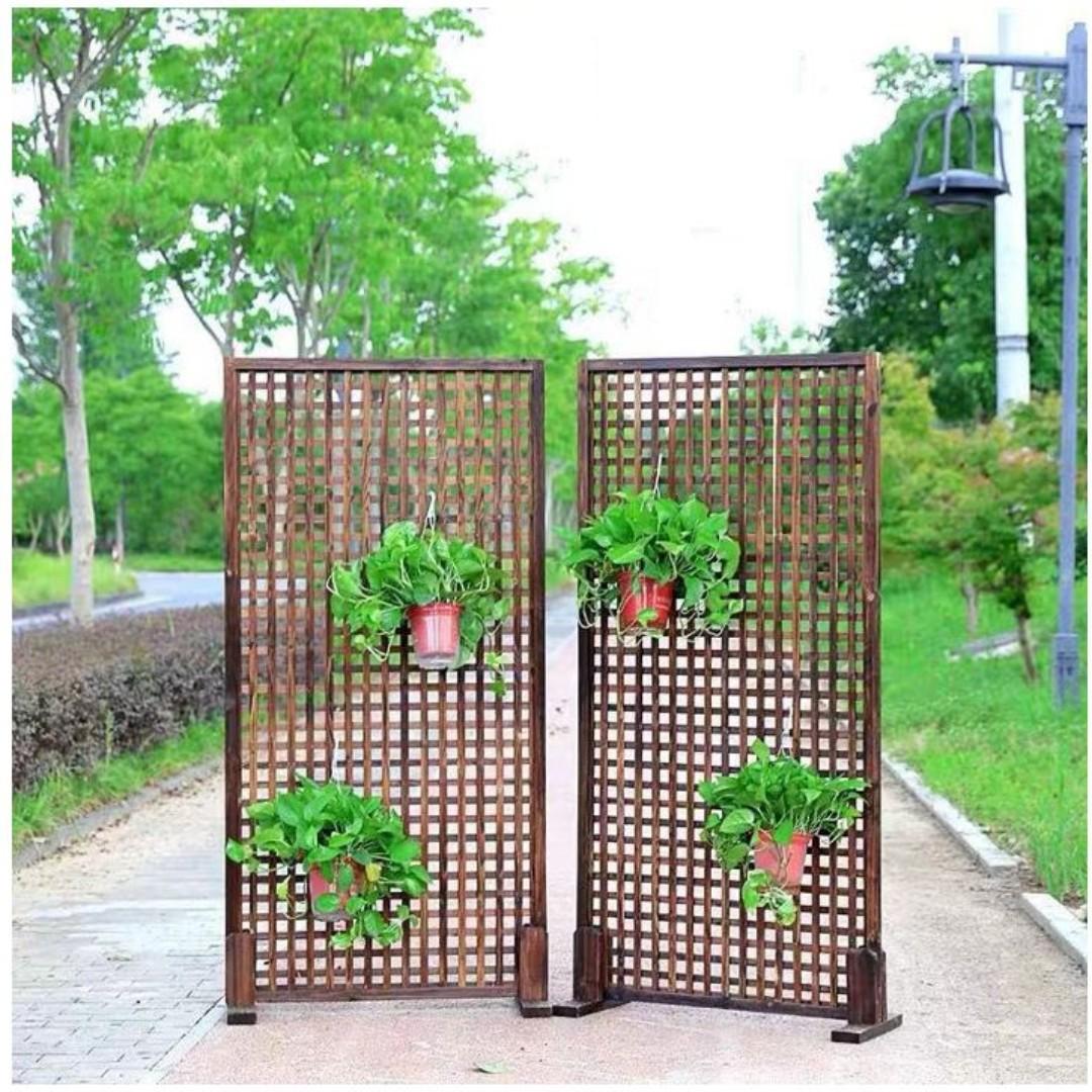 Outdoor wooden mesh grid plant rack, Gardening, Pots & Planters on ...