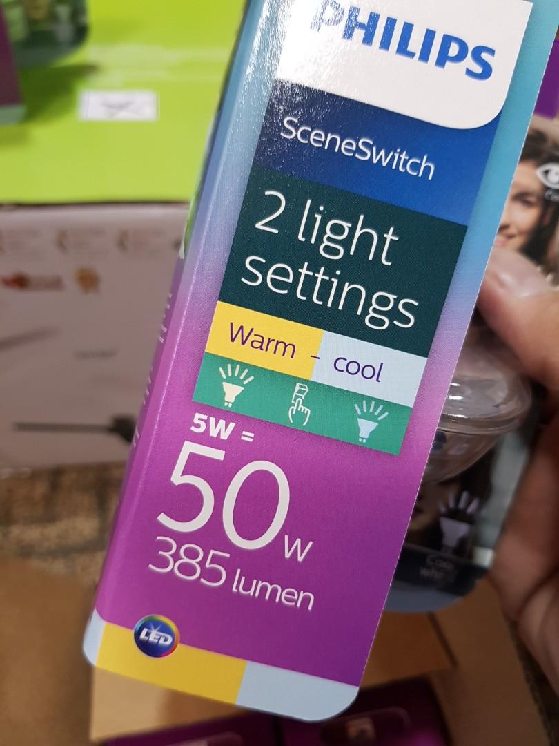 [Philips] sceneswitch changing color led gu10 bulb, Furniture & Home ...