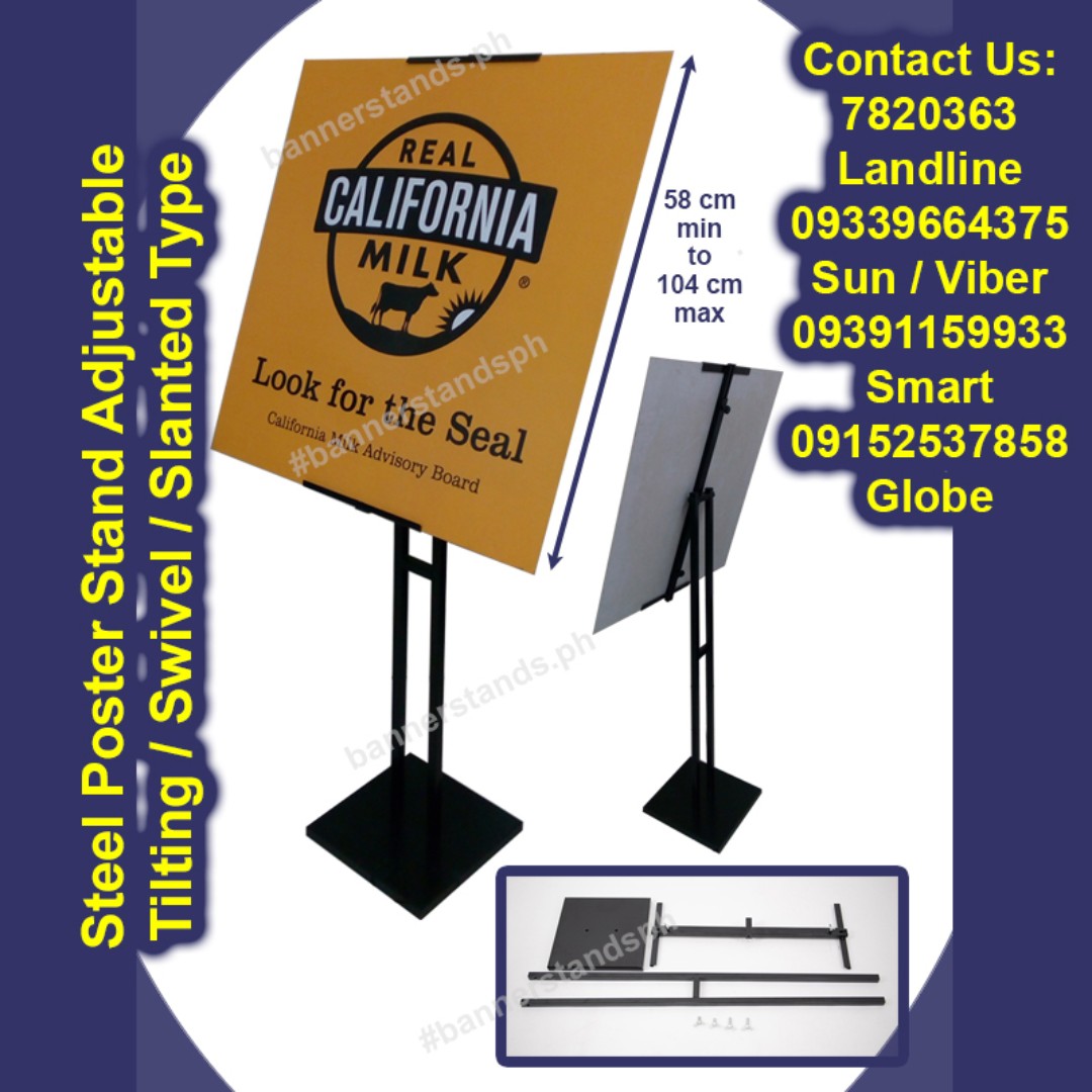 Steel Poster Stand Adjustable Swivel Tilt Slant Menu Board One Side ...