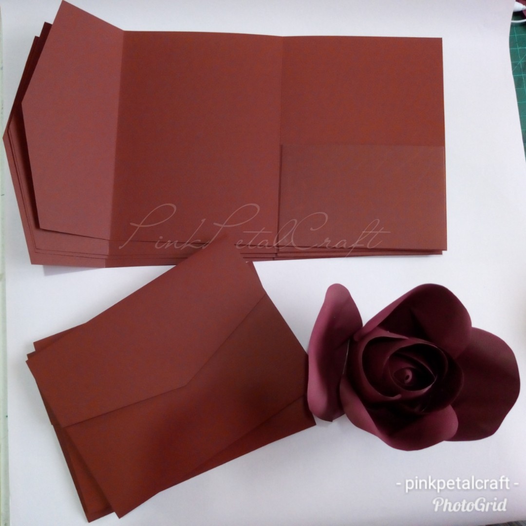 BURGUNDY Trifold Wedding Envelope, Hobbies & Toys, Stationary & Craft ...