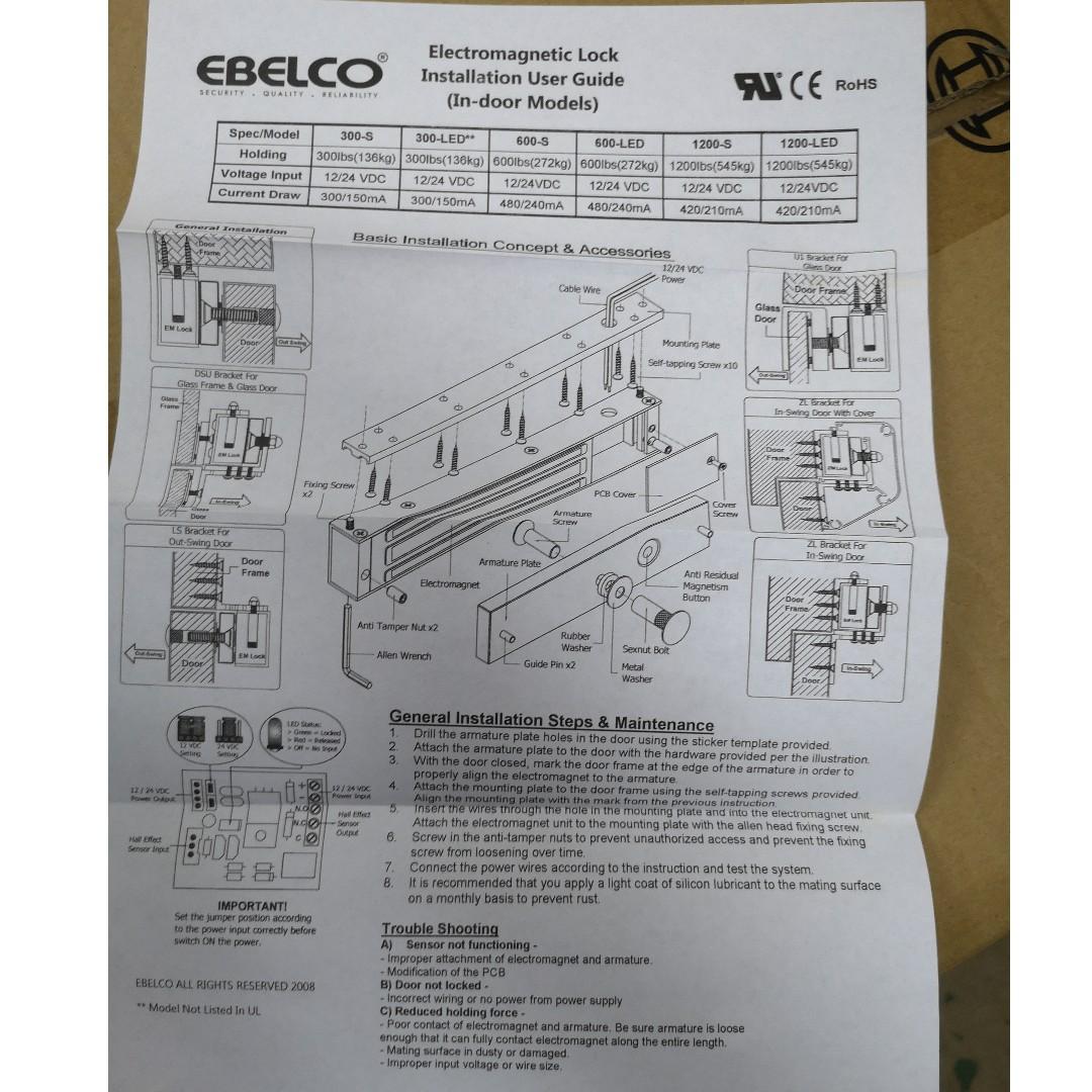 Ebelco 600-LED Electromagnetic Lock, Furniture & Home Living, Security ...