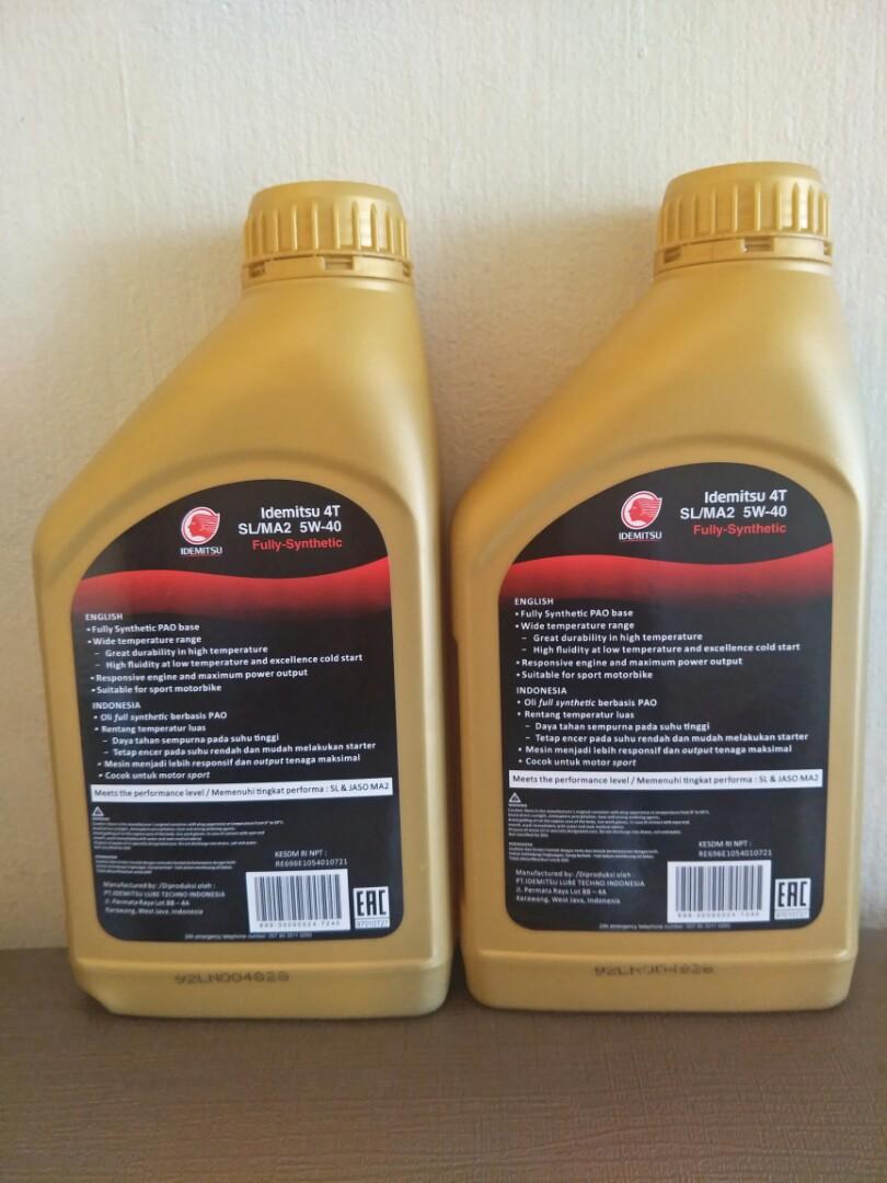 Idemitsu 1 Liter Engine Oil Fully Synthetic 5W-40 SL/MA2, Motorbikes on ...