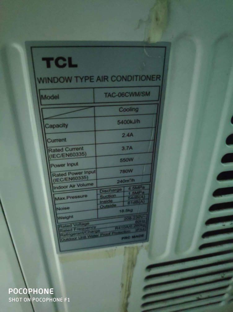 TCL .5hp window type aircon, TV & Home Appliances, Air Conditioning and ...