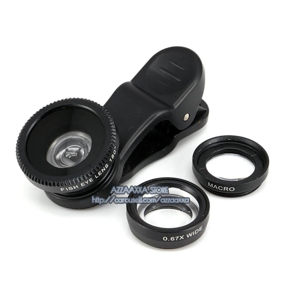 Universal Clip Lens 三合一多功能 萬用夾式 黑色鏡頭 魚眼鏡 微距鏡 廣角鏡 iOS Android 智能手機 平板 ...