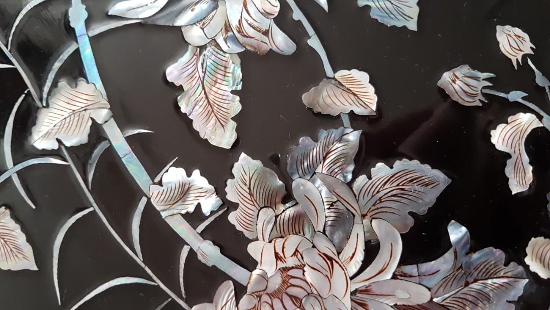 Wall Mount Artwork Chinese Painting Theme using Clam Shells on Wood ...