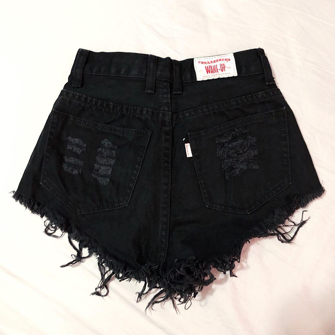 High Waisted Black Ripped Shorts, Women's Fashion, Bottoms, Shorts on ...