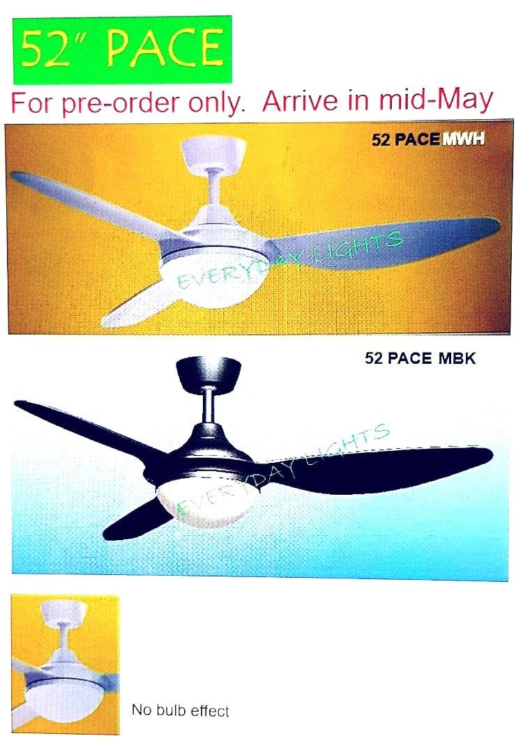 Ceiling Fan, PACE 52" DC FAN E27 Bulb, Furniture & Home Living ...