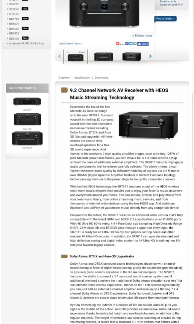 Marantz sr7011 + bostonacoustic 5.1 speaker, Audio, Soundbars, Speakers & Amplifiers on Carousell