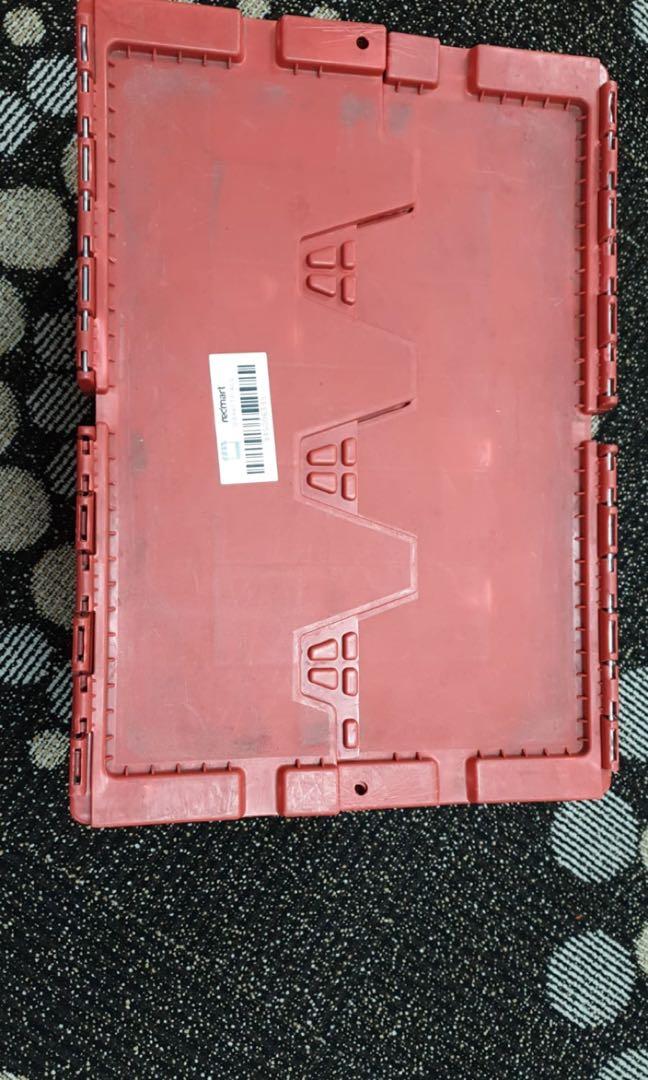 Redmart groceries box hard solid plastic red, Furniture & Home Living ...