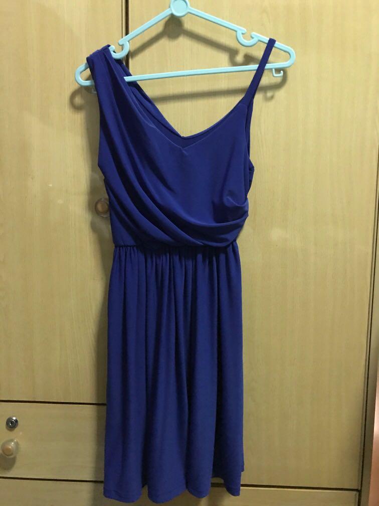 Asymmetrical blue toga dress, Women's Fashion, Tops, Sleeveless on ...