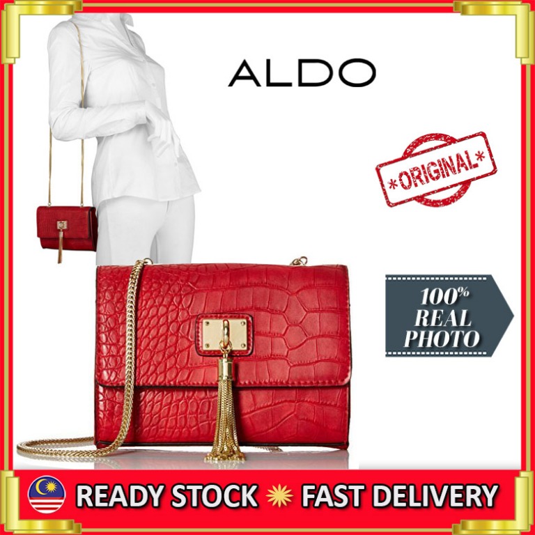 AUTHENTIC ALDO CHAIN MESSENGER (RED) AL013, Women's Fashion, Bags ...