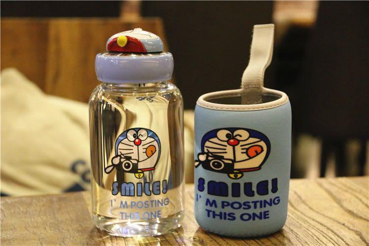 Doraemon Glass Water Bottle - 600ml, Furniture & Home Living ...