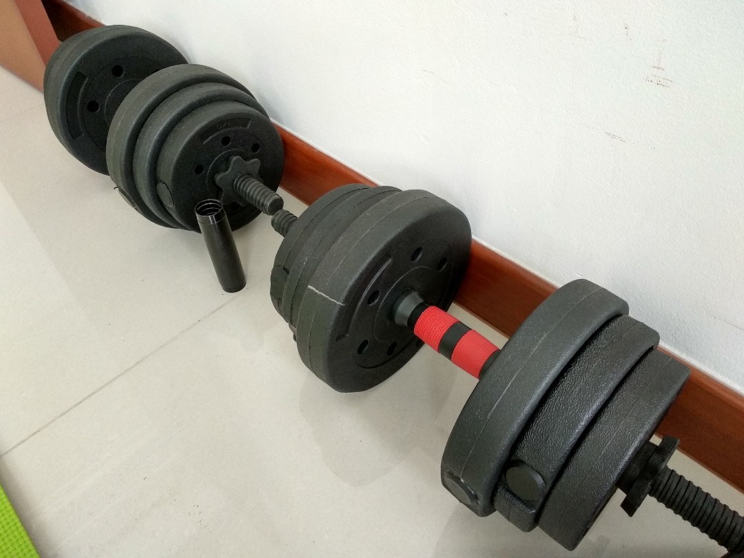 Dumbbells Total 20kg (pair) with Barbell Connector, Sports Equipment ...