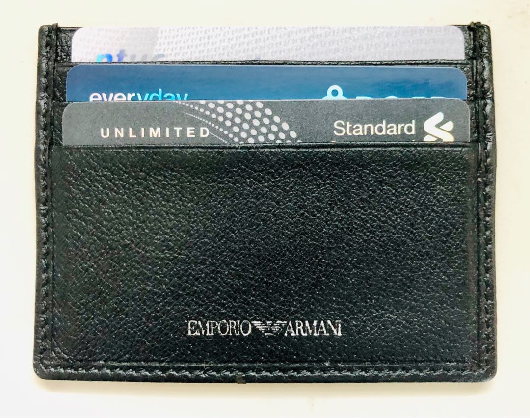 Emporio Armani Credit Card Holder, Luxury, Bags & Wallets on Carousell