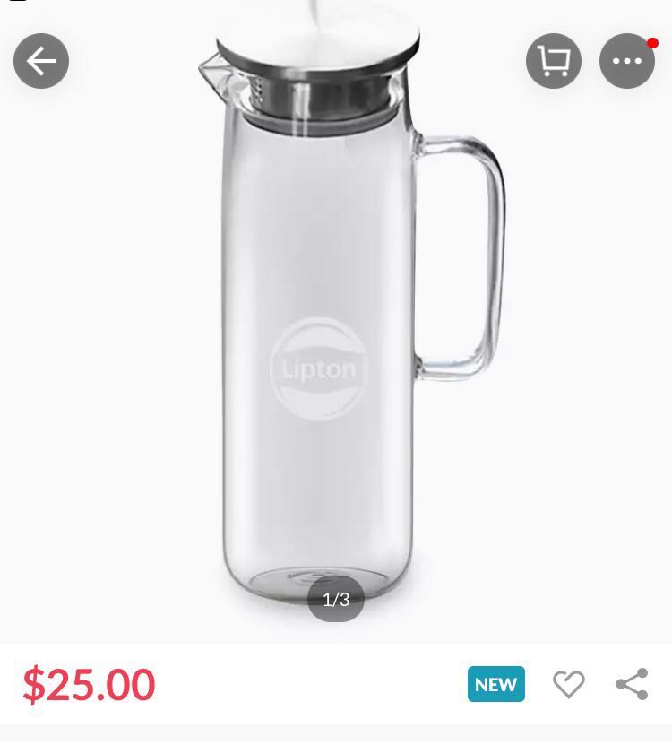 Lipton Glass Jug Water Dispenser Pitcher 1.2L, Furniture & Home Living ...