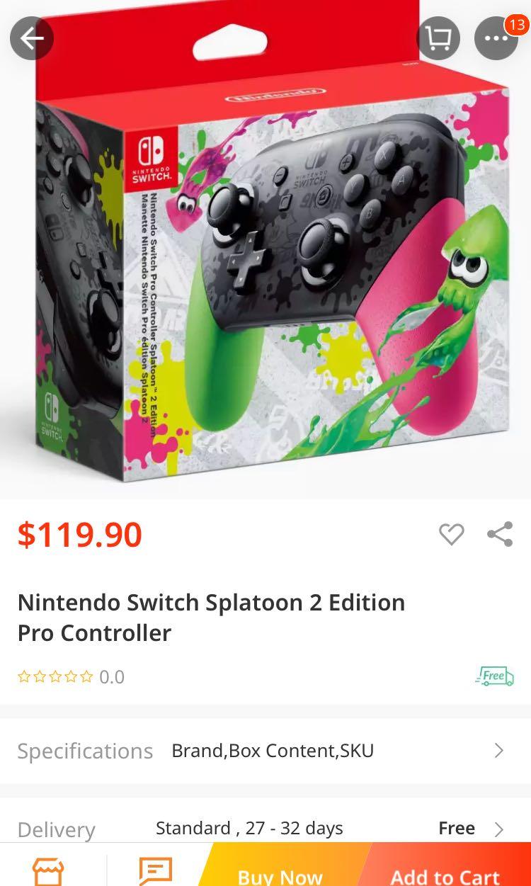 Nintendo Switch Splatoon 2 Pro Controller (Limited Edition), Video ...