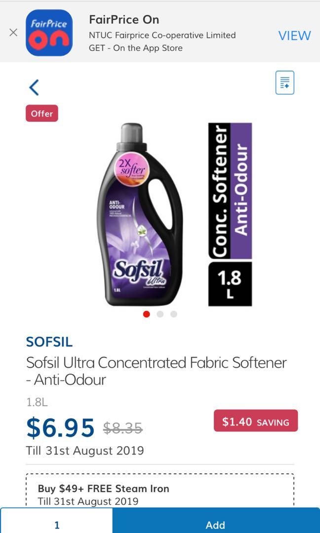 Sofsil Ultra Concentrated Fabric Softener - Anti-Odour X 7, Furniture ...
