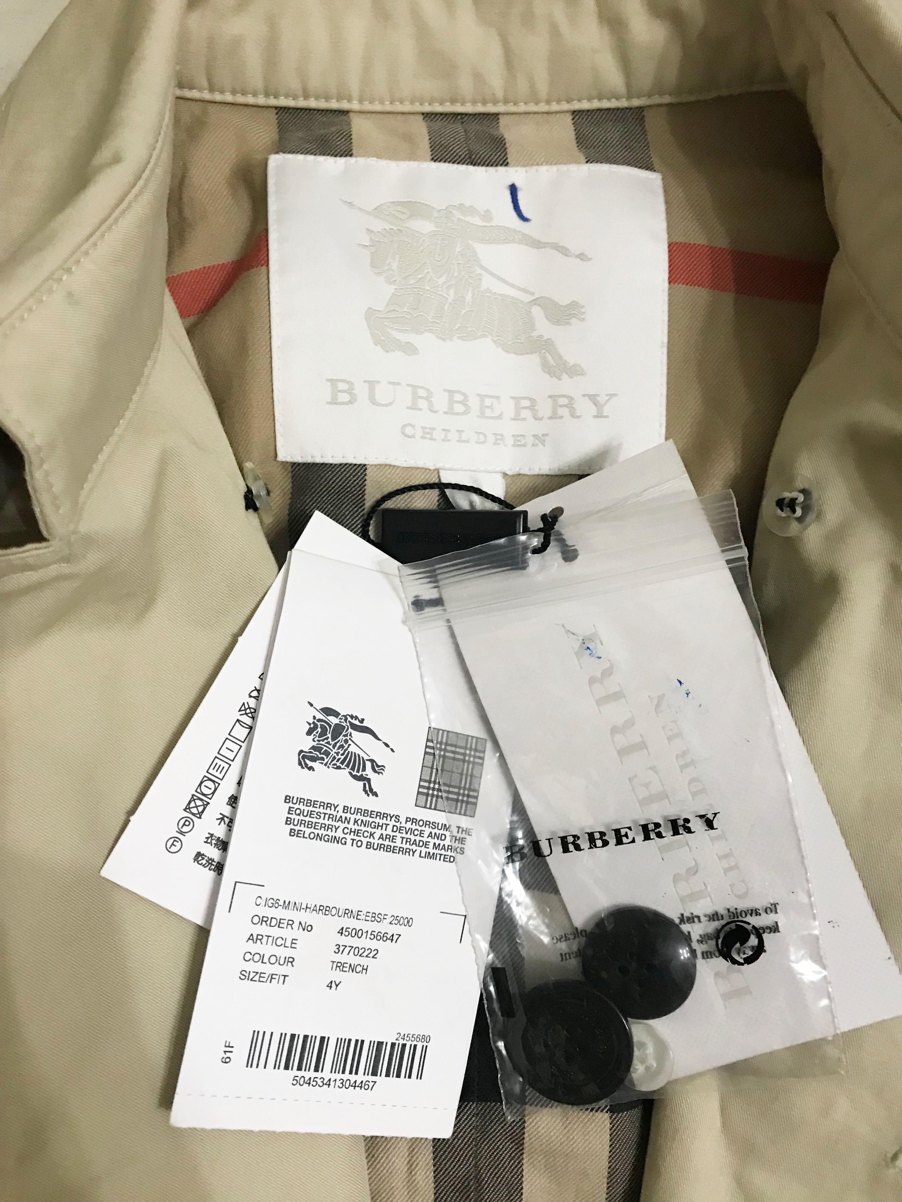 Authentic With Tag Burberry Children Trench Coat, Babies & Kids, Babies & Kids Fashion on Carousell