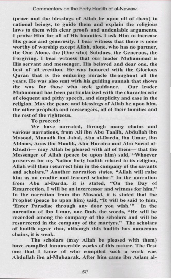 hadith of the prophet Commentary On The Forty Hadith Of Al-Nawawi (2 ...