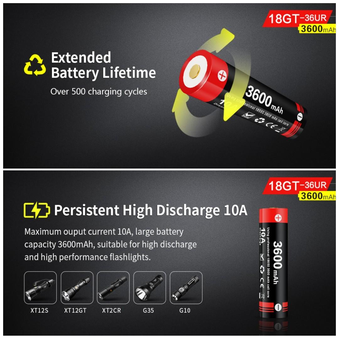 Klarus 18650 Li-ion Rechargeable Battery With USB Port _18GT-36UR_3600 ...