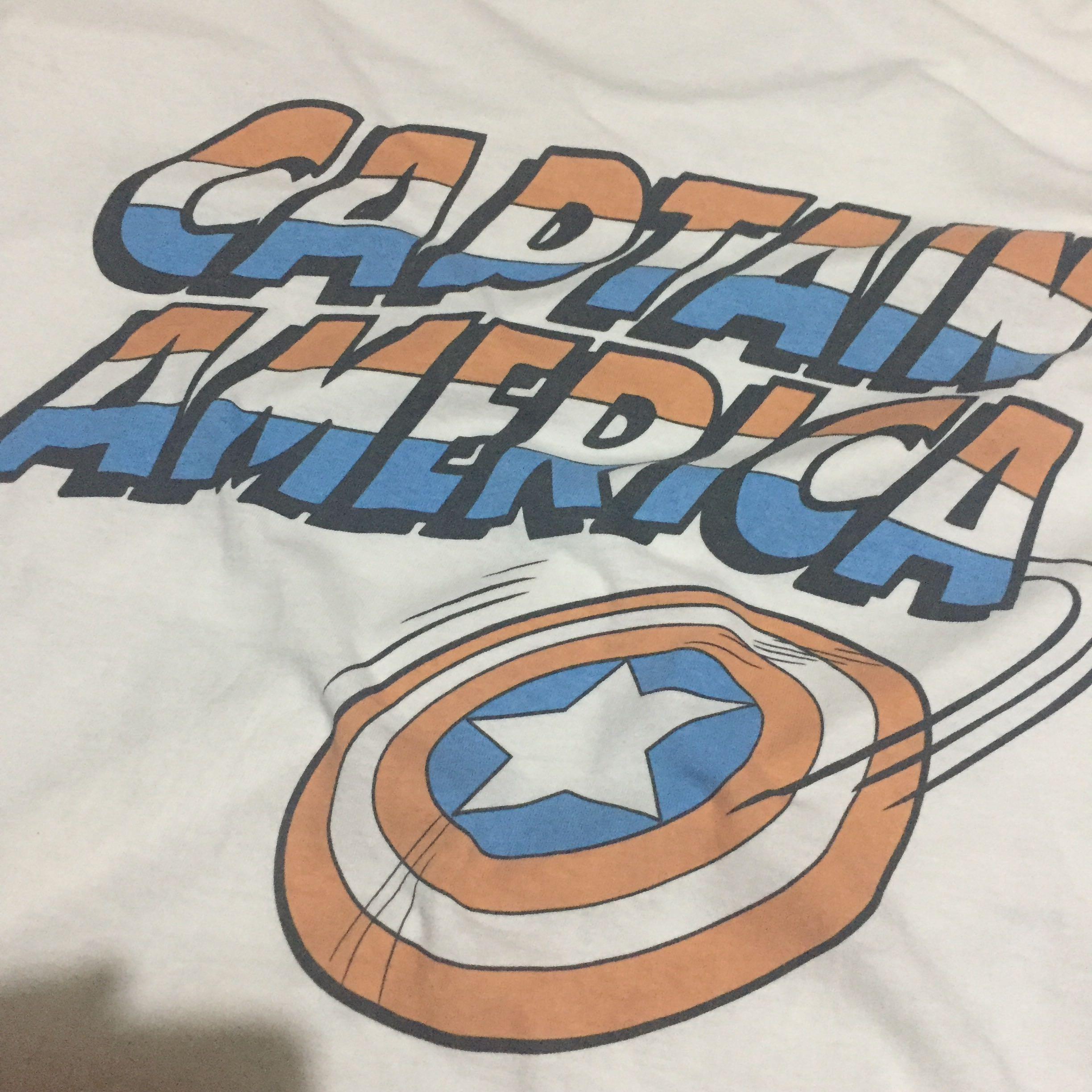 Uniqlo Captain America Comic Logo Tshirt, Men's Fashion, Tops & Sets ...