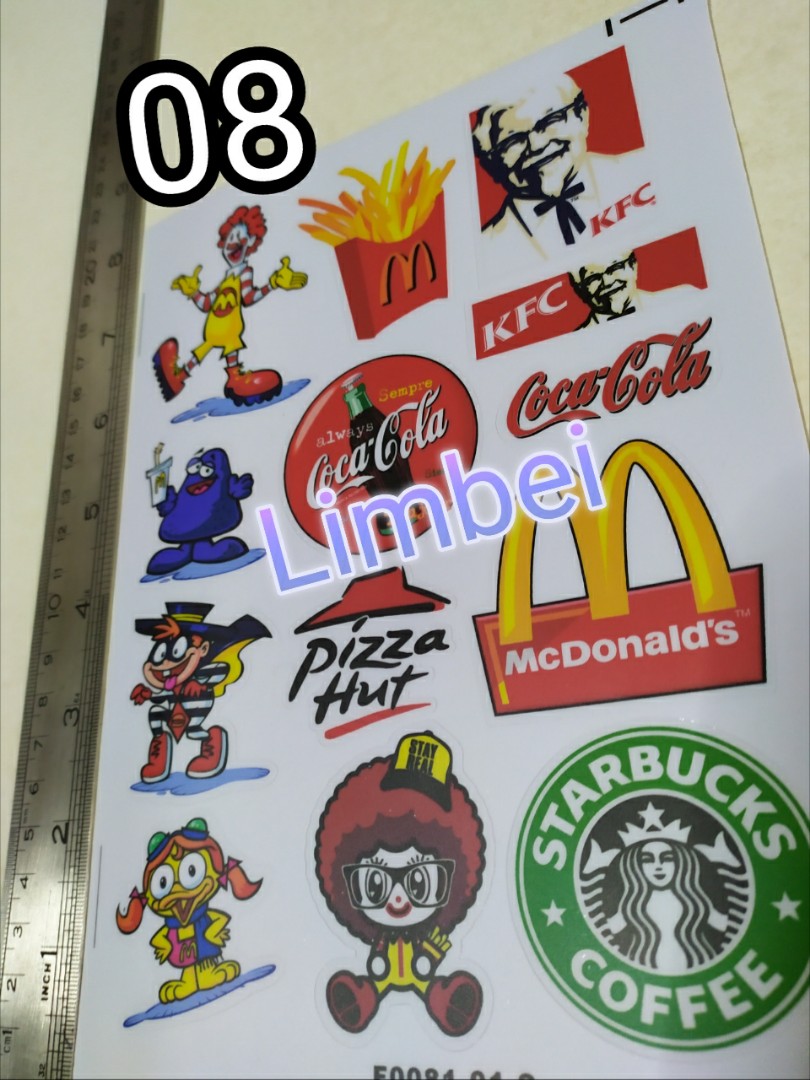 Waterproof Stickers mcd mcdonald kfc fits on acrylic metal board cover ...