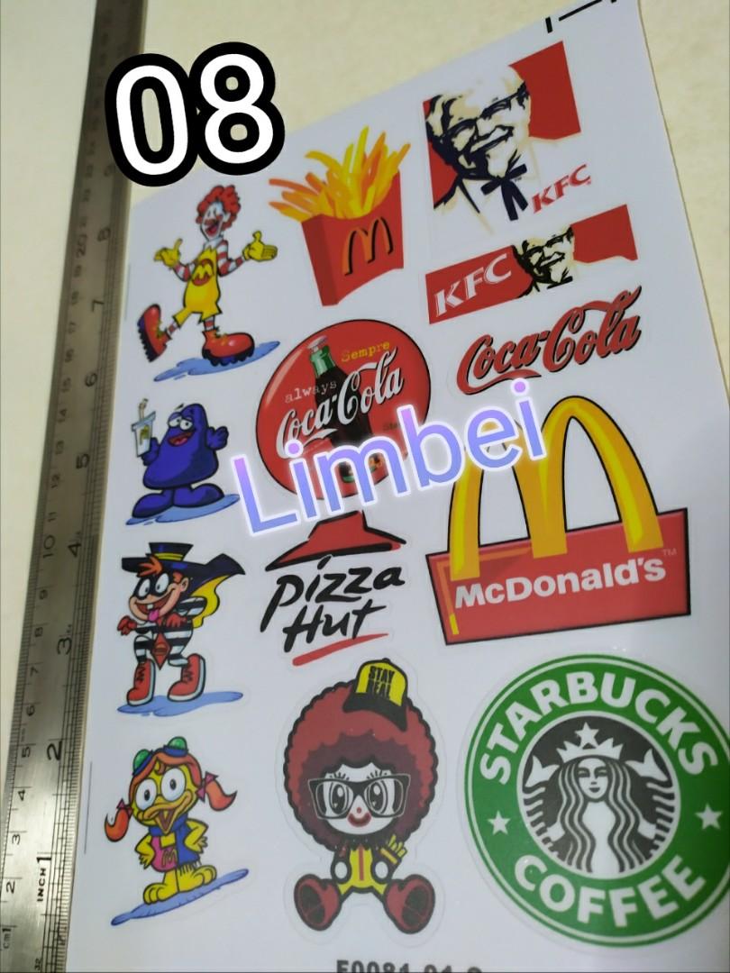 Waterproof Stickers mcd mcdonald kfc fits on acrylic metal board cover ...