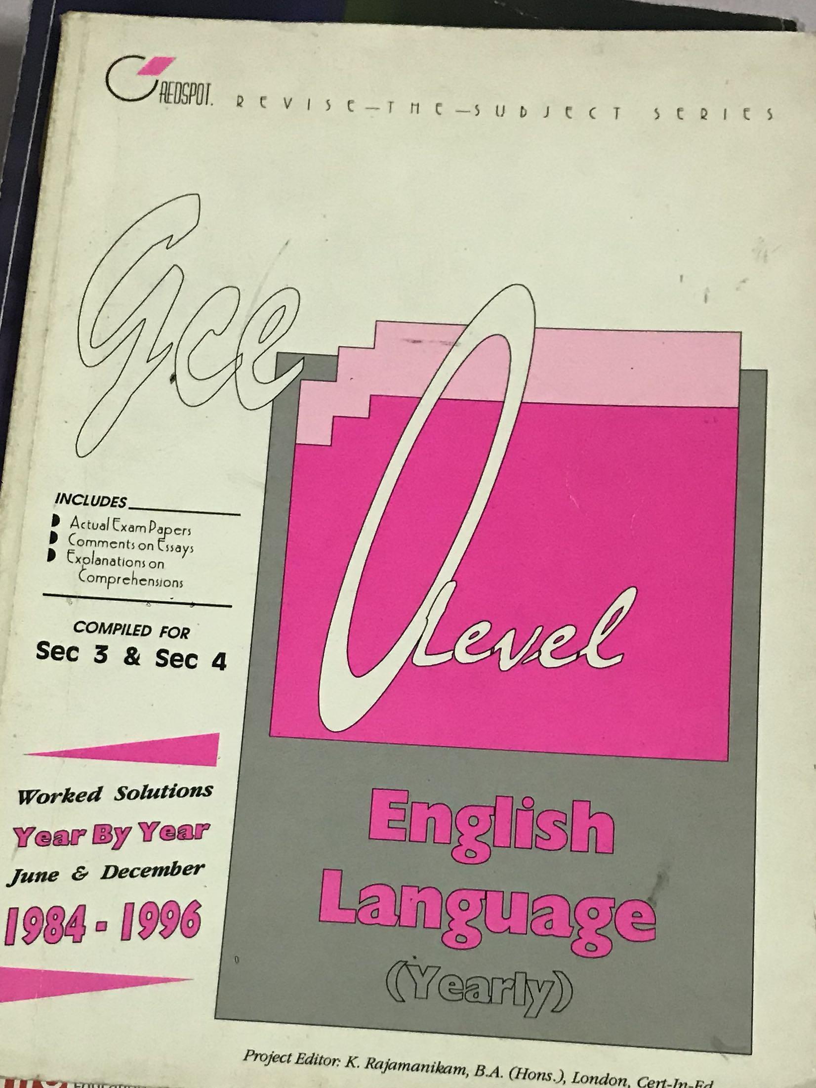 GCE English O level past year paper 1984-1996, Hobbies & Toys, Books ...