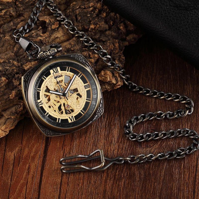 Pocket Watch Square Dial Gold/Silver, Women's Fashion, Watches ...