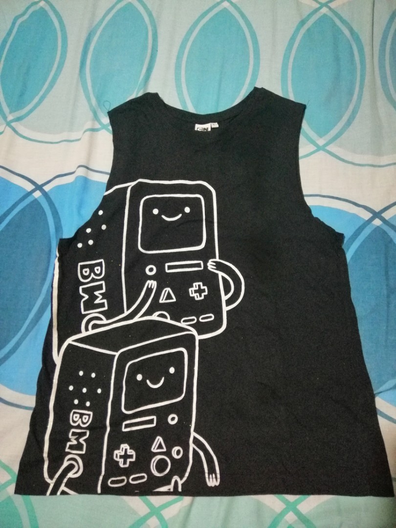 Women's Graphic Black Muscle Tee Beemo Adventure Time, Women's Fashion ...