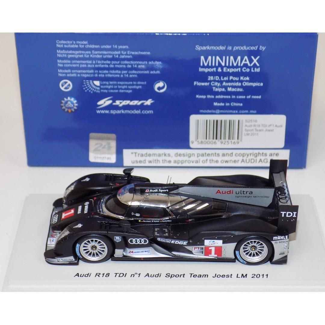 1/43 Spark Audi R18 TDI Sport Team Joest Car #1 2011 24 Hrs of Le Mans ...