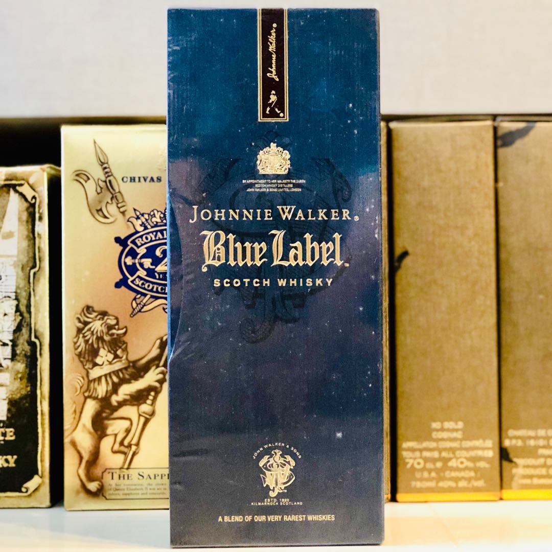 Johnnie Walker Blue Label Sealed with Plastic Wrap 750ml 43% ABV, Food ...