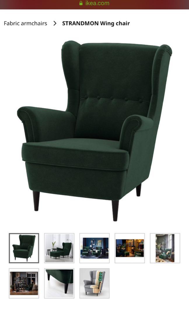 Strandmon ikea wing chair, Furniture & Home Living, Furniture, Chairs ...