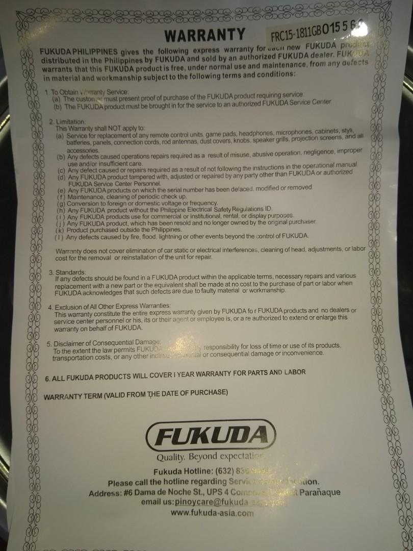 Fukuda Rice Cooker 1.5 L FRC15, TV & Home Appliances, Kitchen ...