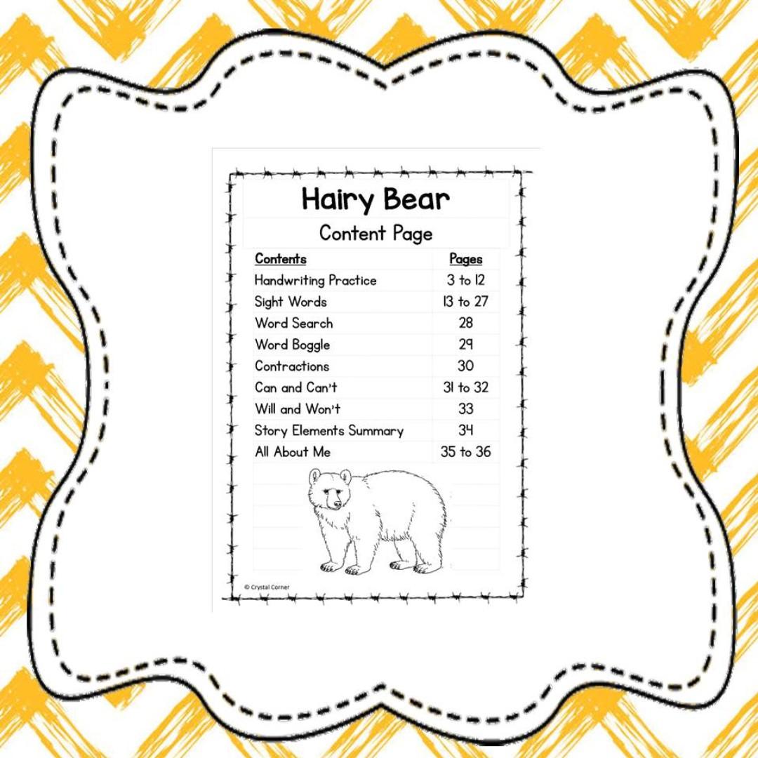 Hairy Bear by Joy Cowley Worksheets, Hobbies & Toys, Books & Magazines ...