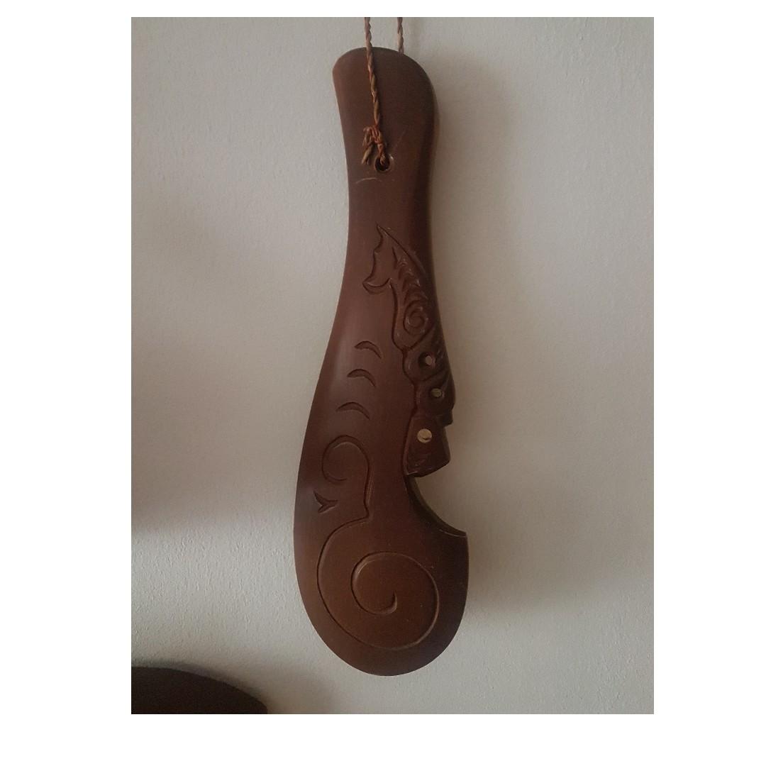 Maori Wahaika Patu Hand Carved Wooden Ceremonial Weapon, Furniture ...