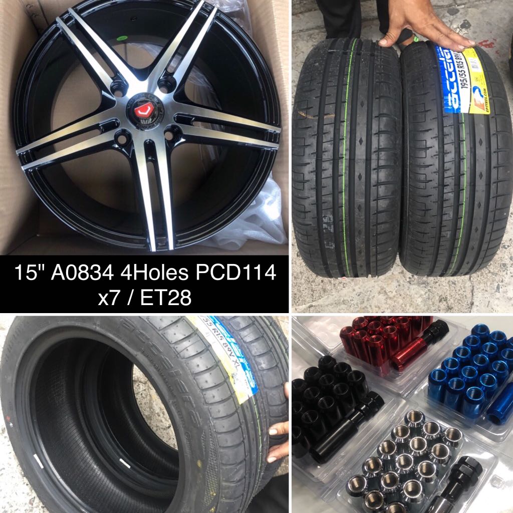 15" Inforge A0834 Mags 4Holes pcd 114 with 195-55-15 Accelera with ...