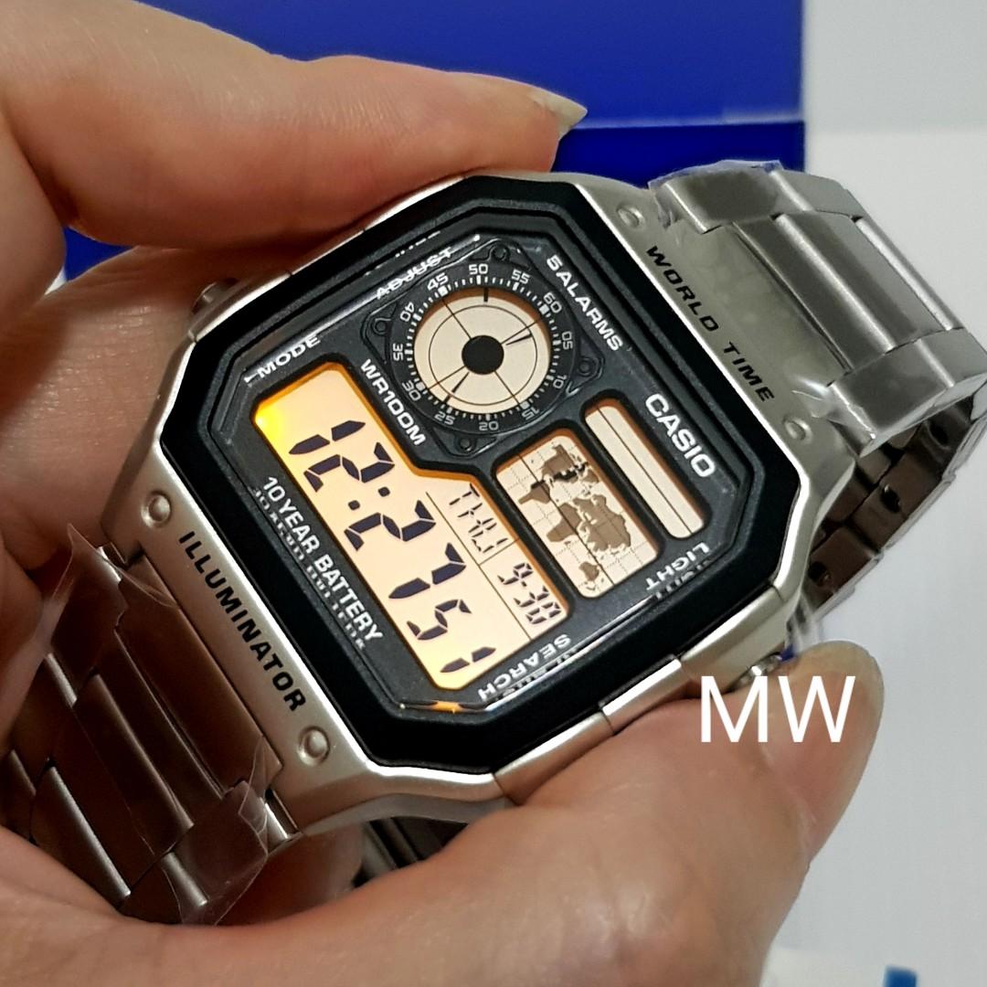 CASIO Chronograph AE-1200WHD-1A Digital Stainless Steel Men's Watch, Men's Fashion, Watches ...
