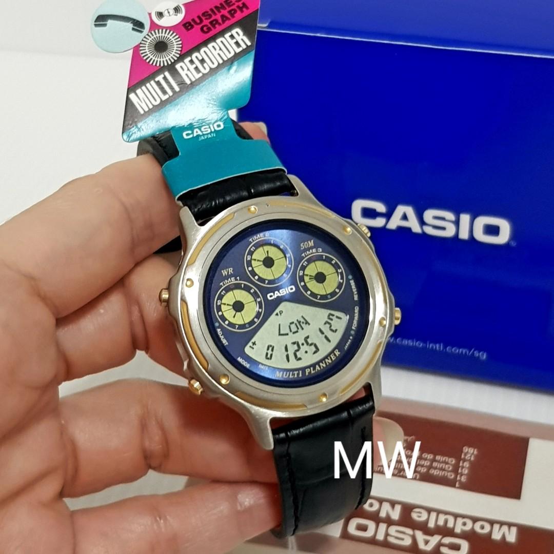 Casio Vintage Bgp-200 Qw.931 Japan Year 1990 Wr.164ft Multi Planner NEW ...