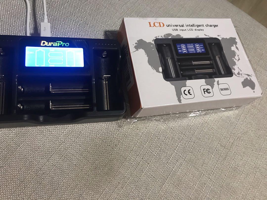 Durapro 4-Slots Universal Intelligent LCD Display USB Battery Charger ...