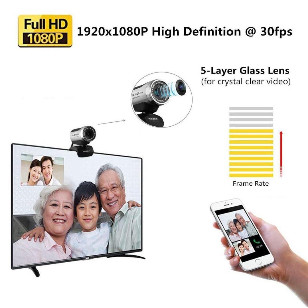 E0089 AUSDOM 1080P HD USB Webcam with Built-in Microphone,12.0MP, Auto ...