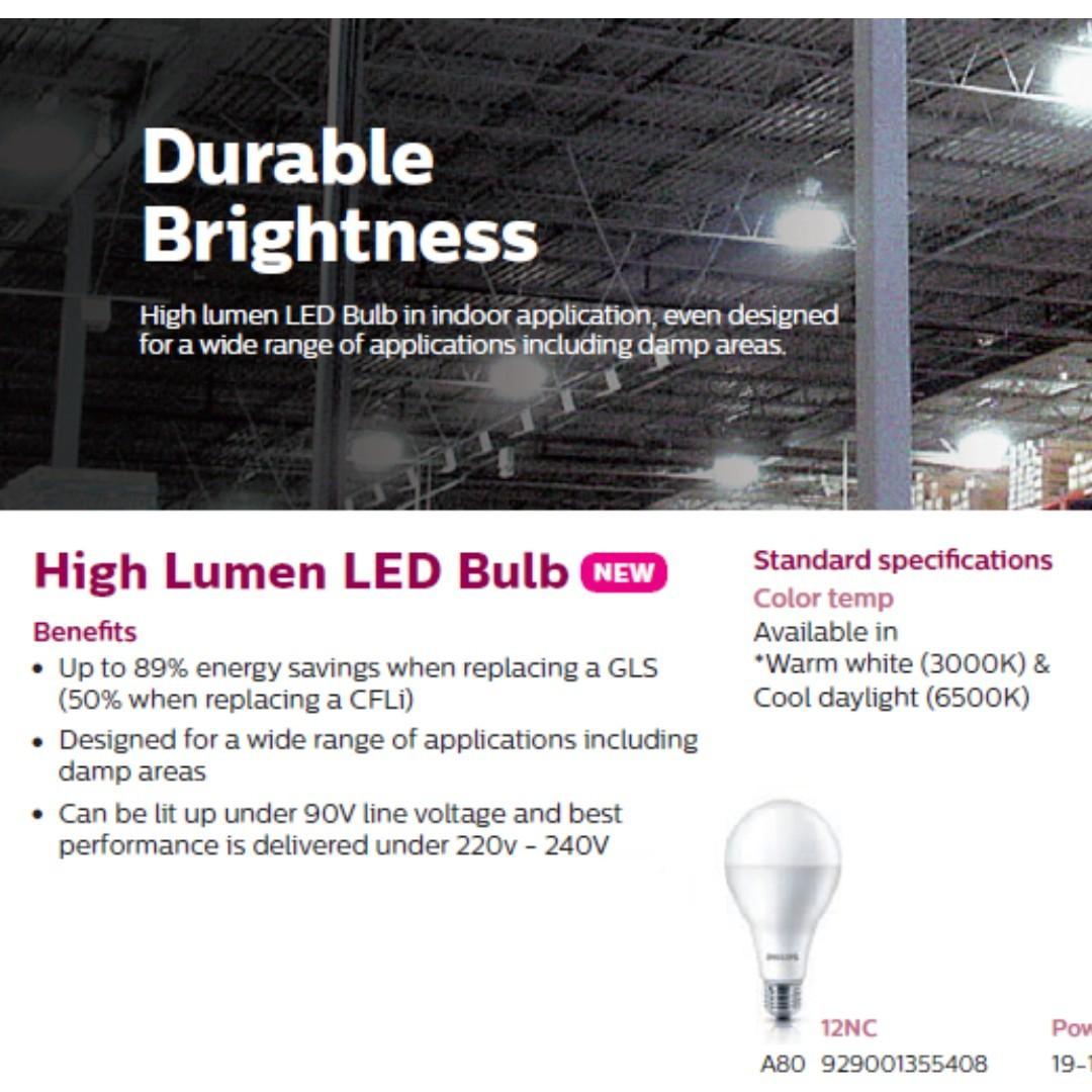 [Philips] Super Bright High Brightness E27 LED bulb, Furniture & Home ...